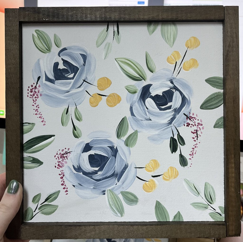 White Background Blue Floral Sign – Darling x Dashing Boutique